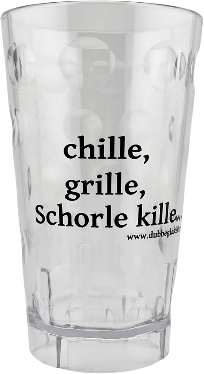 chille, grille, Schorle kille Dubbebecher 0,5 Liter – Dubbeglas Shop